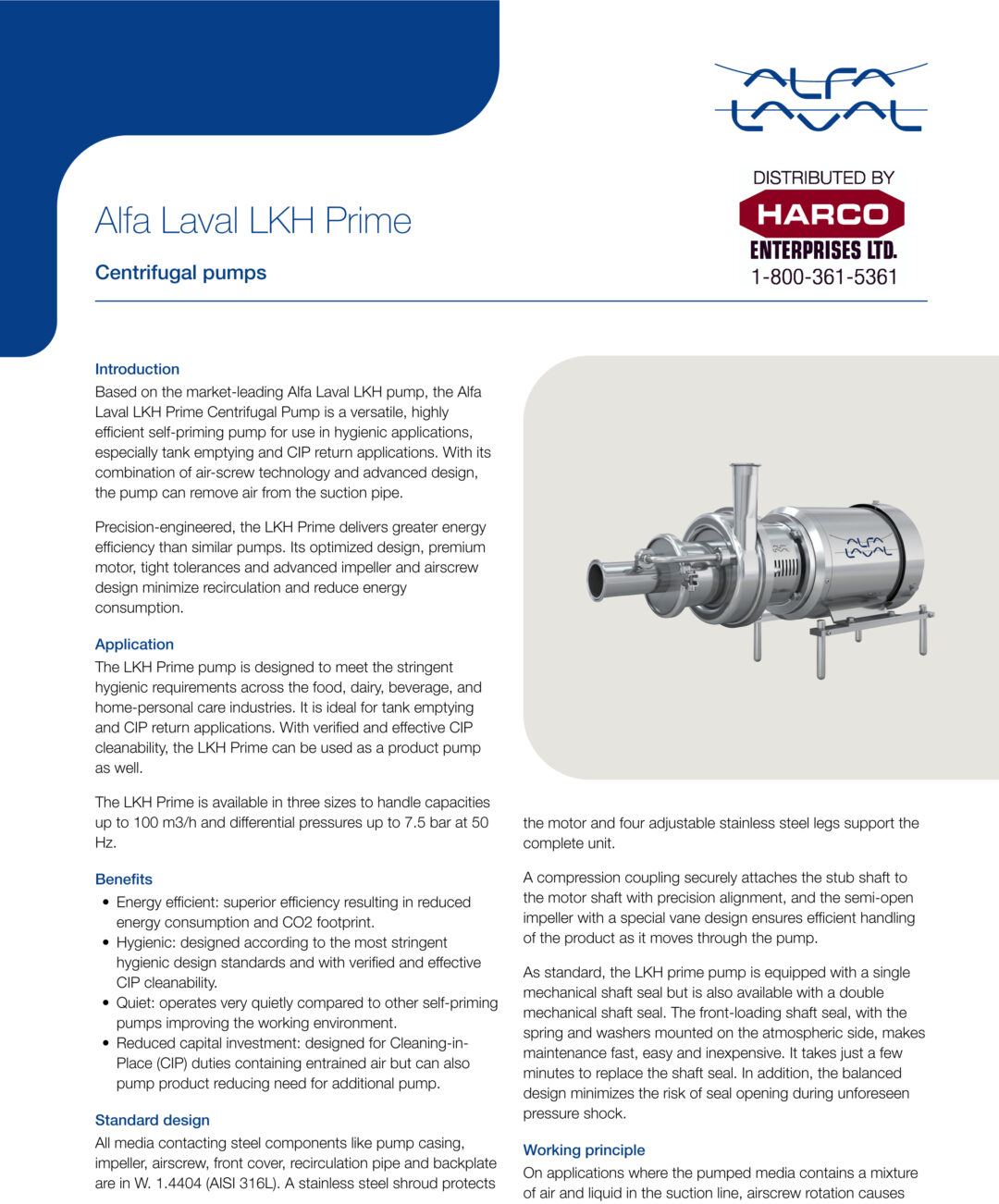 Alfa Laval LKH Prime Centrifugal Pumps | Harco Supply, Ontario