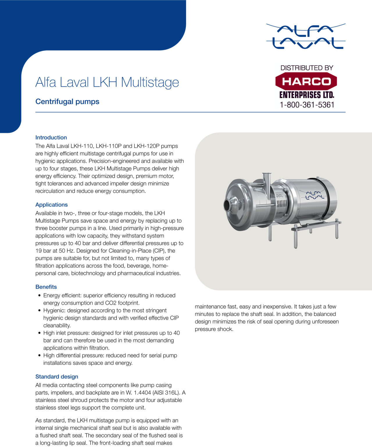 Alfa Laval LKH Multistage Pumps | Harco Supply, Ontario, Canada