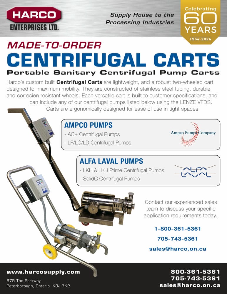 Custom Sanitary Centrifugal Pump Carts | Harco Supply, Ontario